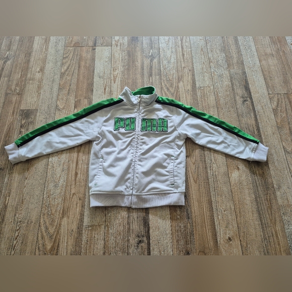 Puma | Jackets & Coats | Puma White And Green Track Jacket | Poshmark
